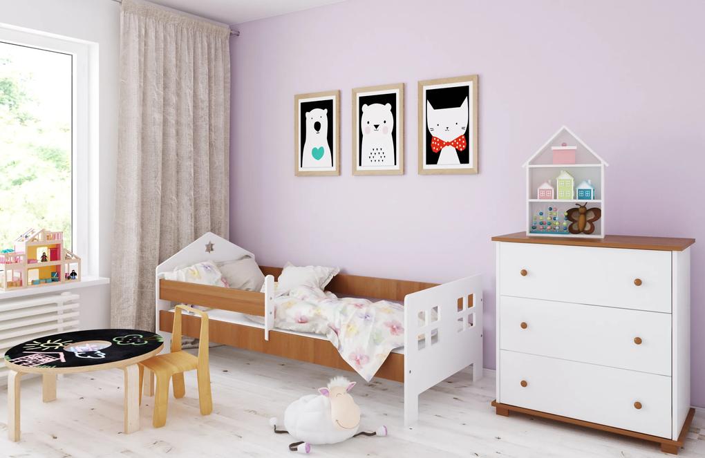 BabyBeds Dětská postel POLA Velikost postele: 180x80 cm, Barevné provedení: Modrá, Úložný prostor: Ne, bez úložného prostoru Bílá