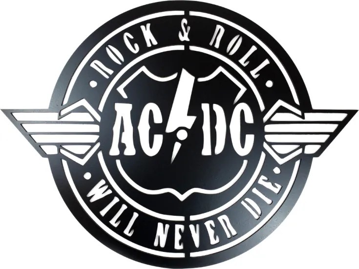 Dřevěná dekorace AC/DC černá