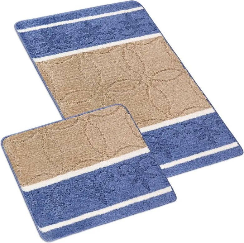 Bellatex SADA BANY 60x100 + 60x50 cm - bez výkroje Modrá,Béžová 60x100 cm 60x50 cm (SADA)