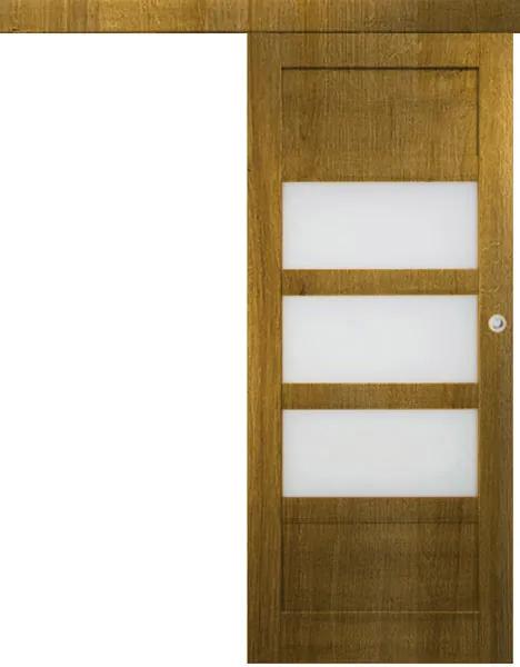 posuvné interiérové dveře na stěnu vasco doors BRAGA model B Průchozí rozměr: 70 x 197 cm, Orientace dveří: Levé dveře, Dekor: Dub šedý