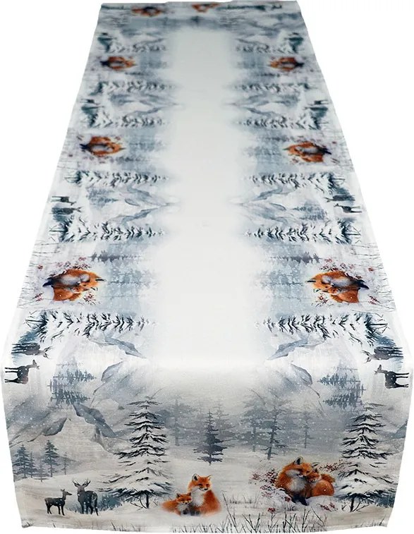 Ubrus lišky v zimním lese 40 × 140 cm