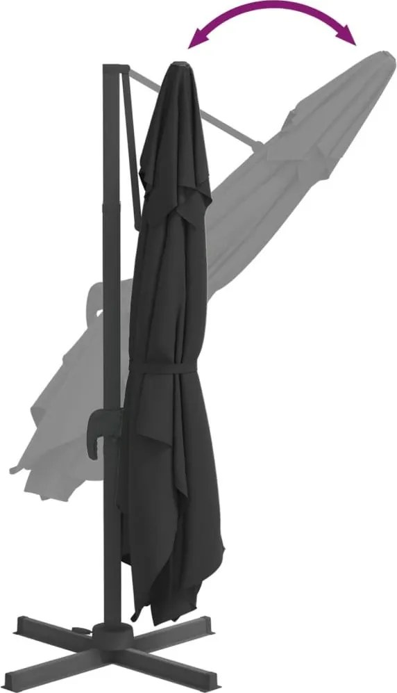 vidaXL Konzolový slunečník s hliníkovou tyčí černý 400 x 300 cm [319920]