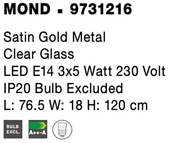 Nova Luce Závěsné svítidlo MOND saténový zlatý kov čiré sklo E14 3x5W