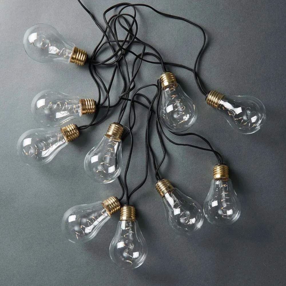 Butlers BULB LIGHTS Světelný řetěz žárovky 10 světel - černá