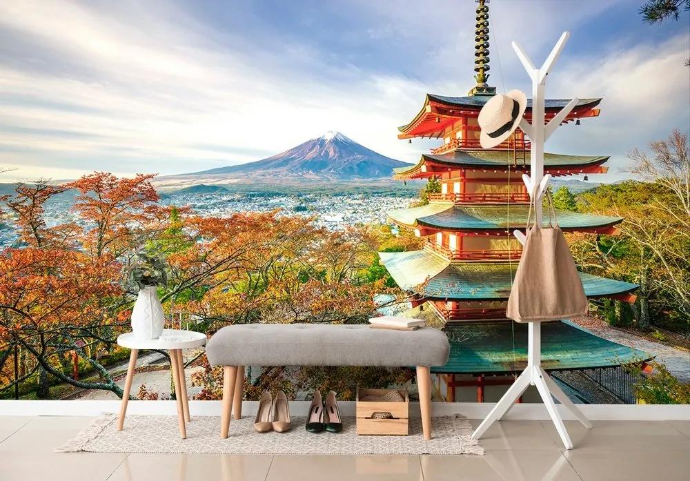 Fototapeta výhled na Chureito Pagoda a horu Fuji - 150x100 cm