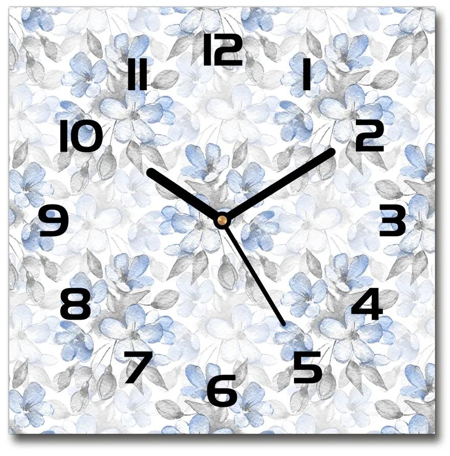 Wallmuralia Skleněné hodiny čtverec Jemné květiny 30x30 cm