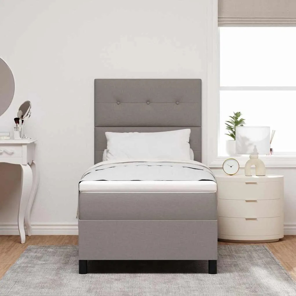 Postel s boxspringem s čelo Taupe 90 x 200 cm textil 3339361