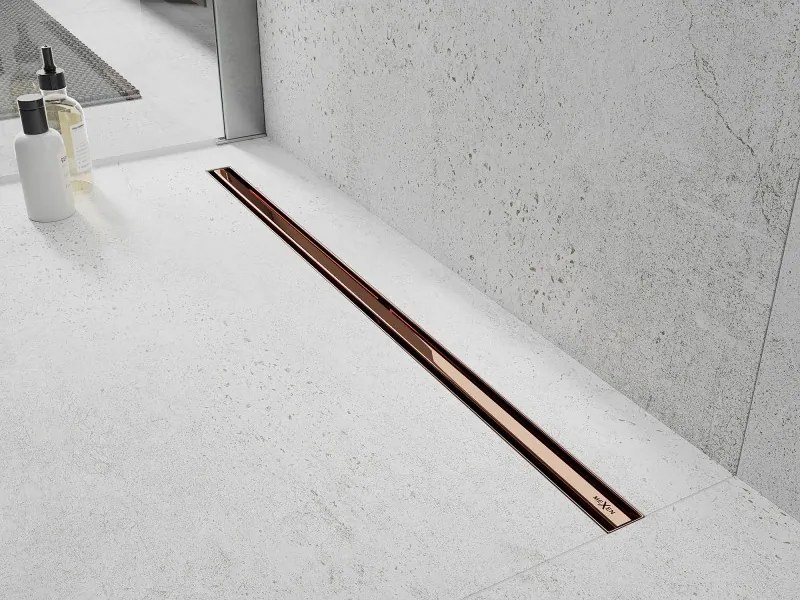 Mexen Flat 360° Slim, lineární podlahový žlab 50 cm, růžové zlato, 1641050