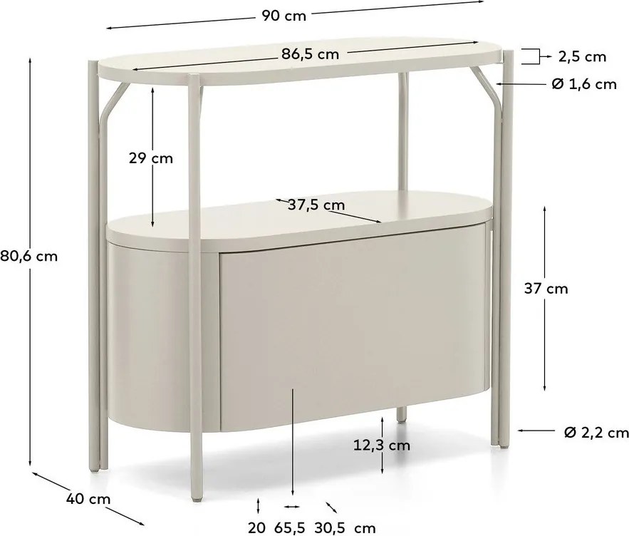 Bílá skříňka pod umyvadlo 90x81 cm Arely – Kave Home