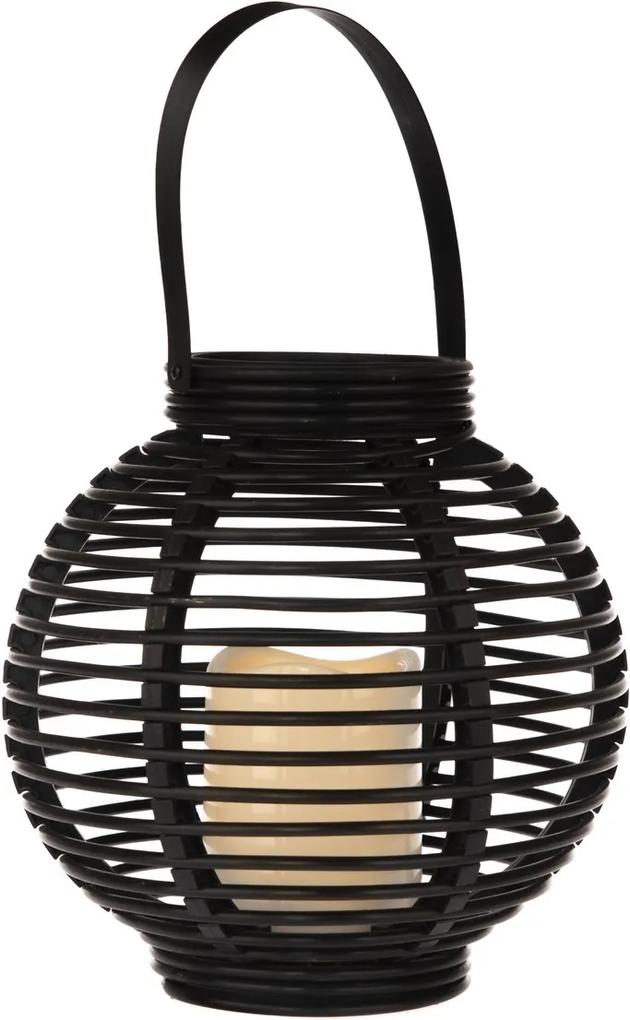 Lucerna s LED svíčkou Lucida, černá, 22 x 21 x 22 cm