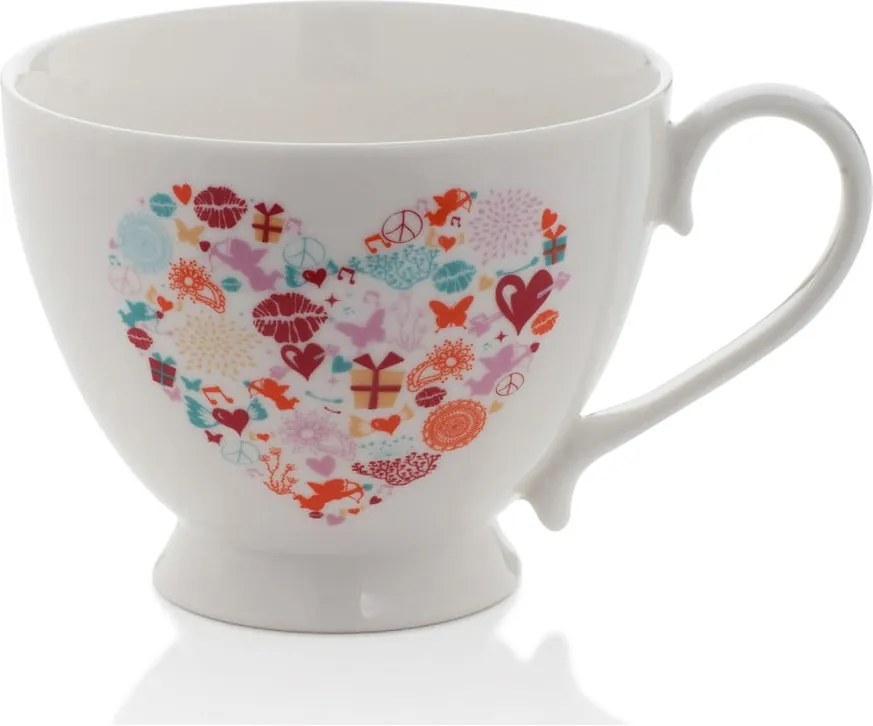 Hrnek z kostního porcelánu Sabichi Heart, 420 ml