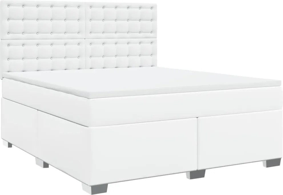 Box spring postel s matrací bílá 180x200 cm umělá kůže 3290733