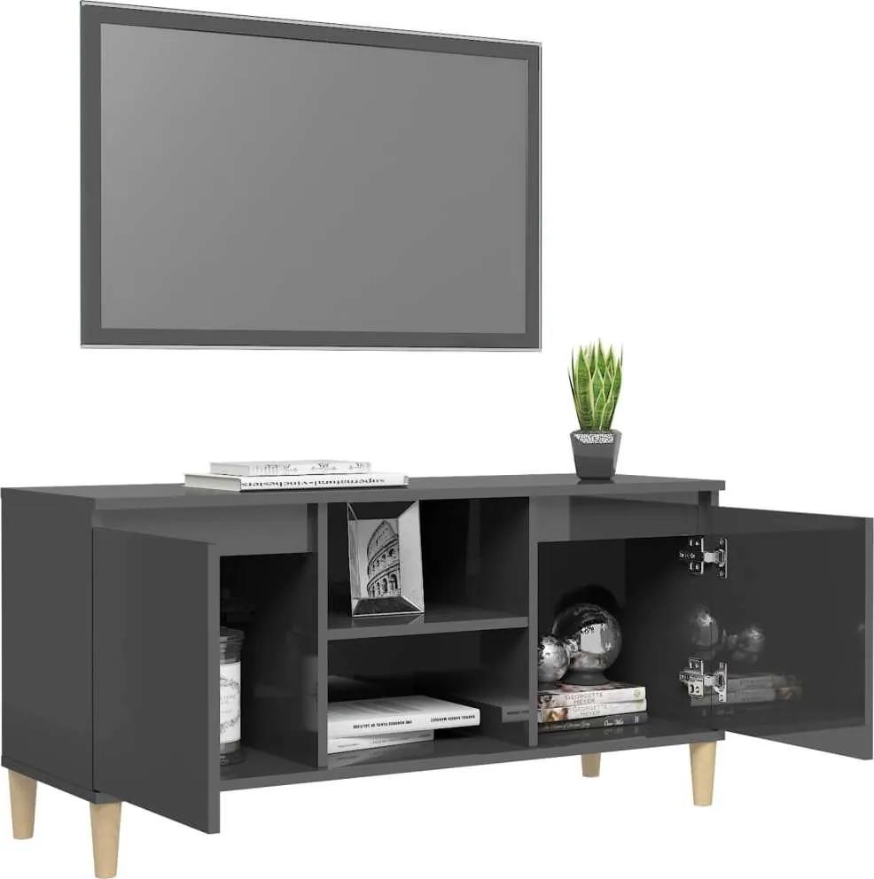 vidaXL TV skříňka s nohami z masivního dřeva 103,5 x 35 x 50 cm [805967] Barva: Betonová šedá