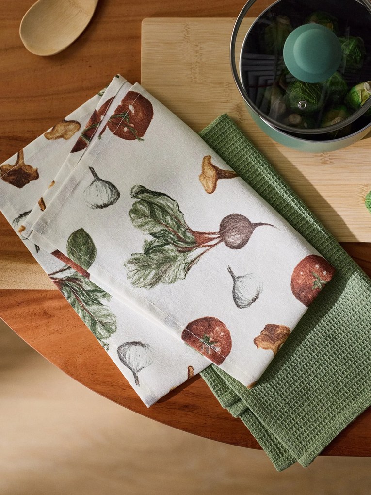 Sinsay - Sada bavlněných kuchyňských utěrek s motivem zeleniny 2 pack - vícebarevná