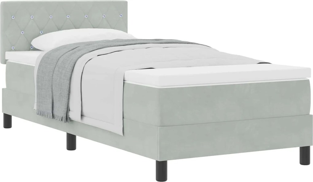 Postel s boxspringem s matrací Světle šedá 90 x 190 cm samet 3339074