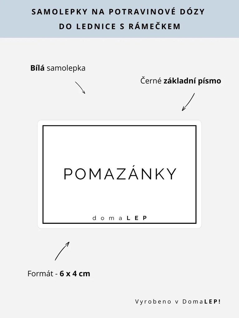 POMAZÁNKY - Samolepka s rámečkem na dózy do lednice, 6 x 4 cm