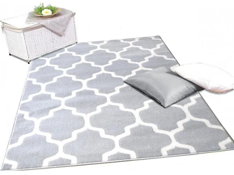 WI Kusový koberec Kanvas bílá s šedou - 100 x 150 cm