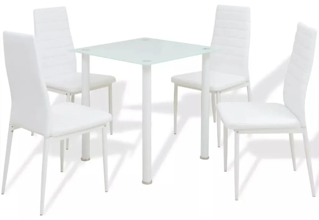 242935 vidaXL Pětidílný jídelní set stolu a židlí bílý