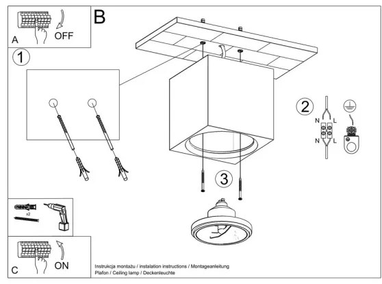 Sollux SL.0850 - Stropní svítidlo SEIDA 1xGU10/40W/230V