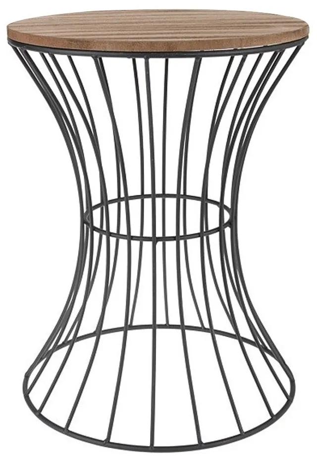 DekorStyle Drátěný odkládací stůl Cheskia 40 cm černo-hnědý
