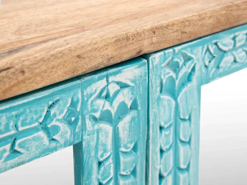 furniture-nabytek.cz - Masivní zrcadlová skříňka Santoro z mangového dřeva, modrá