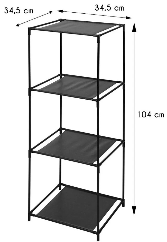 Kovový regál se 4 policemi INDUSTRY černý