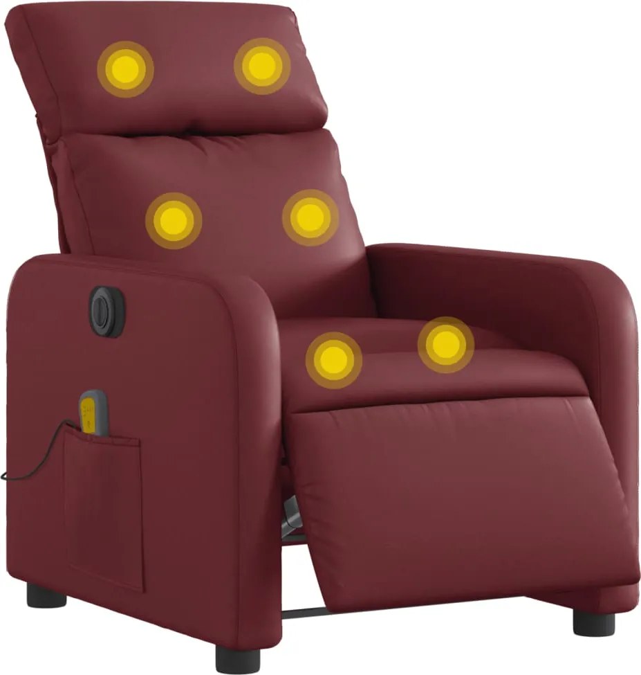 Elektrické masážní polohovací křeslo vínové umělá kůže 3206746