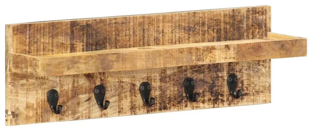 Petromila Nástěnný věšák 60 x 15 x 20 cm masivní hrubé mangovníkové dřevo