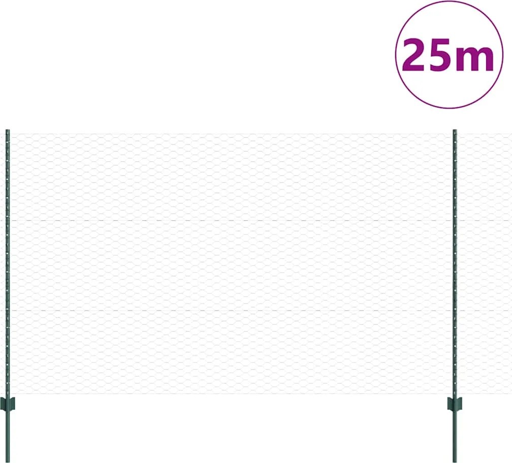 Hexagonální plot s podpěrou 10 x 1,4 m Ocel potažená PVC Zelená 3336690