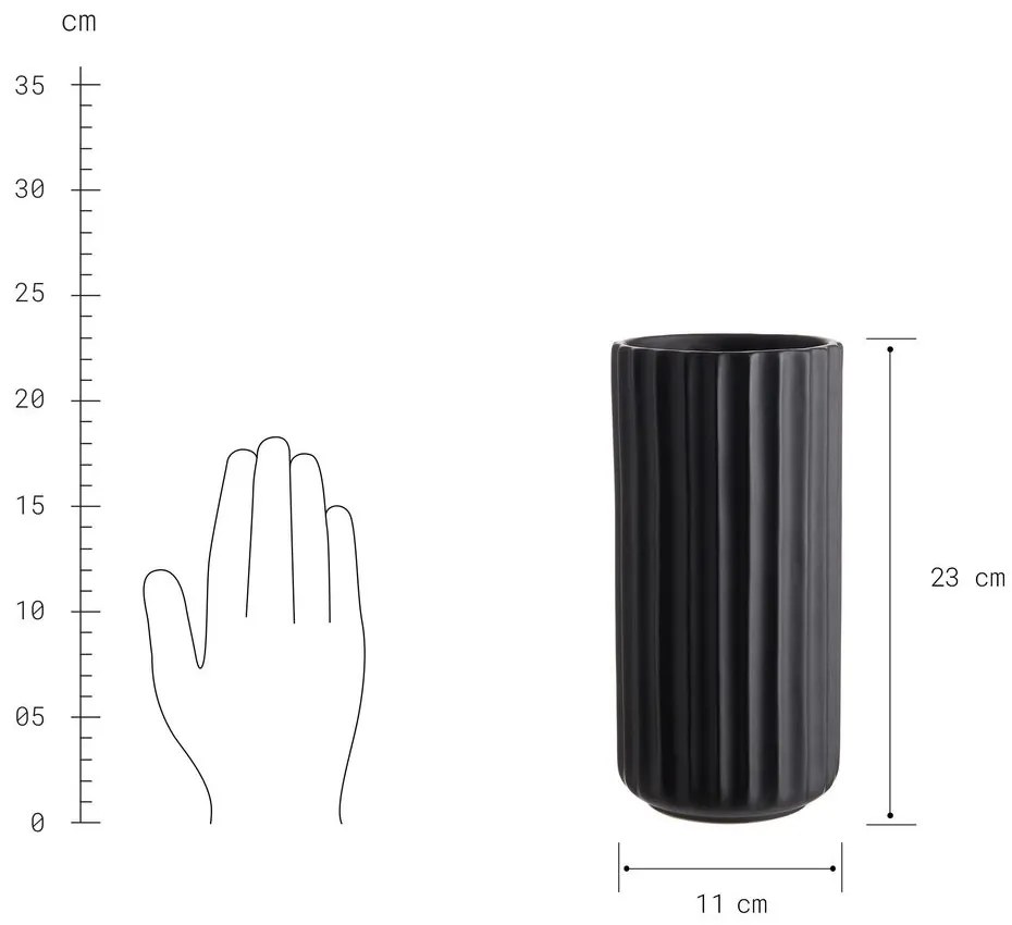 Butlers LIV Keramická váza 20 cm - černá
