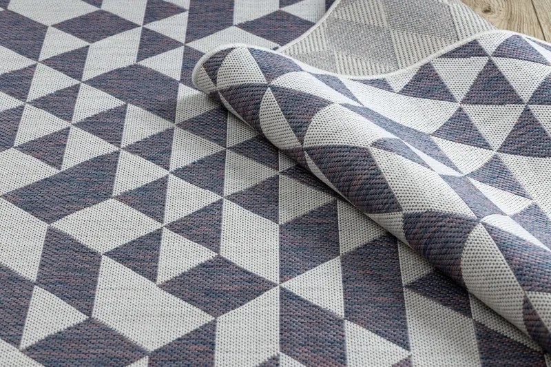 Dywany Łuszczów, Kusový koberec Sion Sisal Triangles 22373 ecru/blue-pink – na ven i na doma, 120x170, vícebarevná, chodba / předsíň