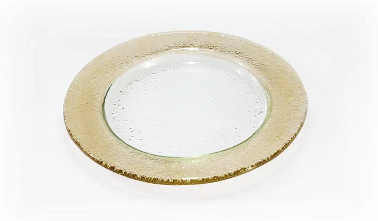 BDK-GLASS Kulaté talíře BAND - s béžovým okrajem Průměr: 26cm