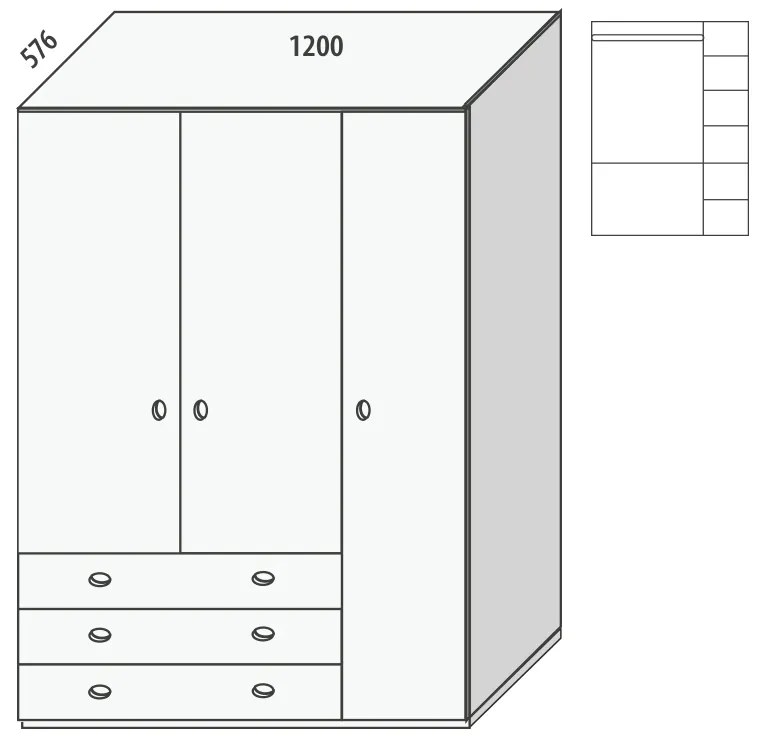 Šatní kombinovaná-velká Domestav D514 Materiál: Smrk, Povrchová úprava: Barevné lakování