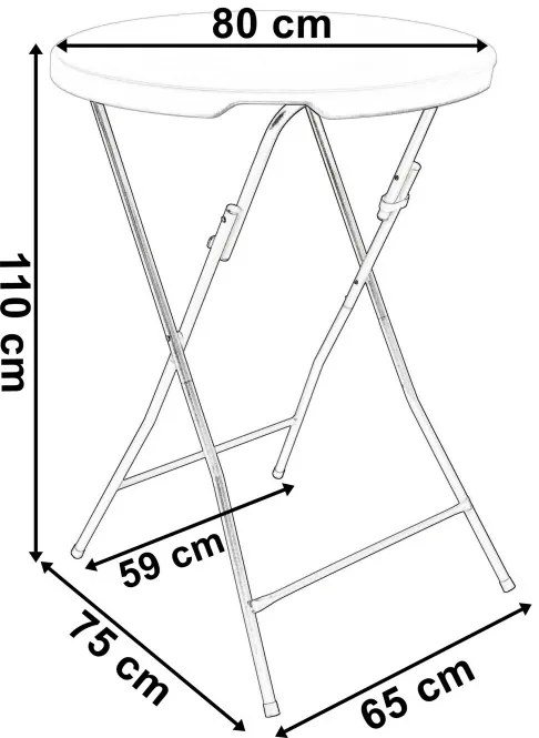 Skládací stolek GALA 80 cm bílý