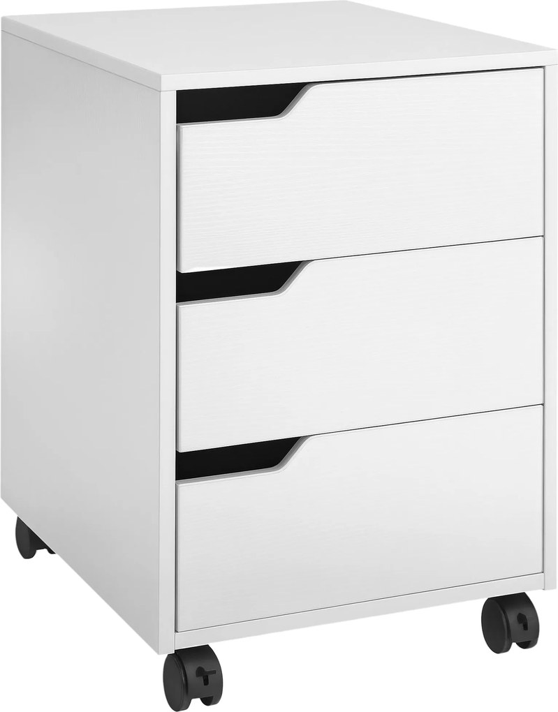 HOMCOM Kancelářská zásuvková skříň s kolečky, filing cabinet se 3 zásuvkami, 40x50x57 cm, bílá | Aosom