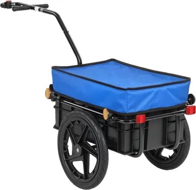 HOMCOM Cyklistický přívěs 40 kg, potah z oxfordské tkaniny, reflexní prvky a ocelový rám, 144x59x80 cm, modrý