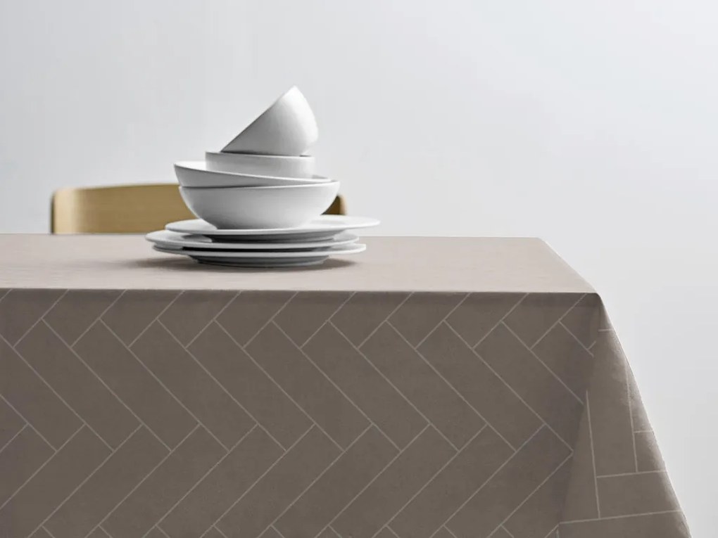 Södahl Kuchyňský ubrus ⌀180 Tiles Damask Taupe