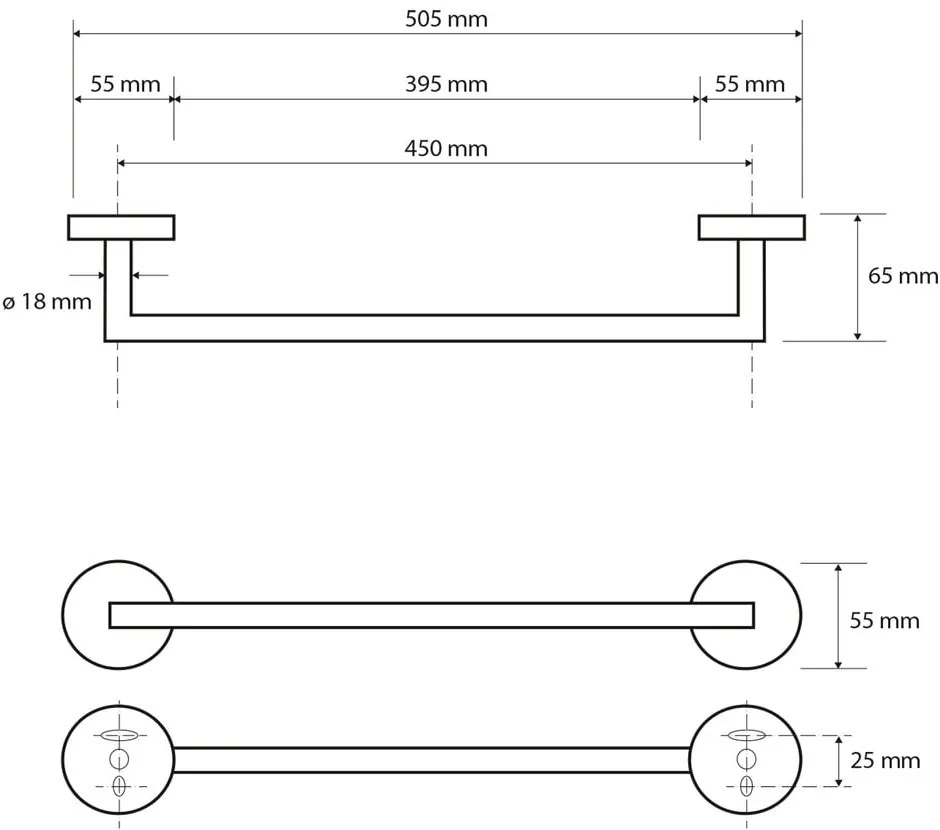 Černý mosazný držák na ručníky Sapho X-Round