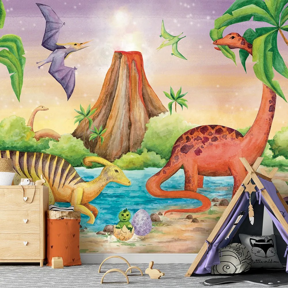 Gario Fototapeta Barevní dinosauři u jezera Materiál: Vliesová, Rozměry: 200 x 140 cm