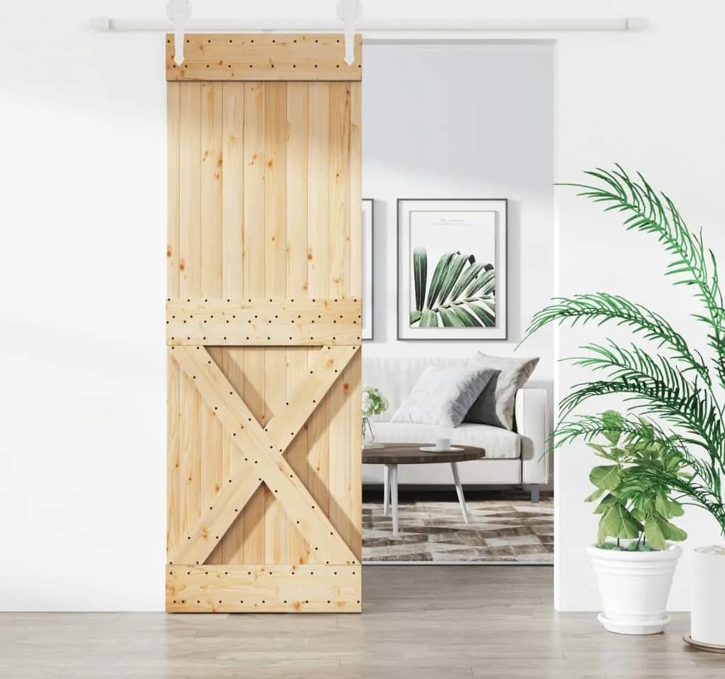 vidaXL Posuvné dveře s kováním 80 x 210 cm masivní borové dřevo [3203251]