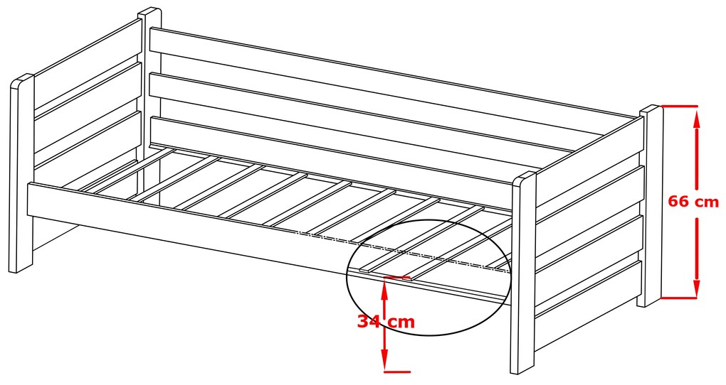 Dětská postel z masivu borovice EGO se šuplíky - 200x90 cm - bílá