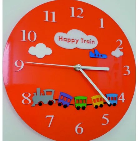 Nástěnné hodiny pro děti vlak | SENTOP FL-Z97-ORANGE-2004 X0052