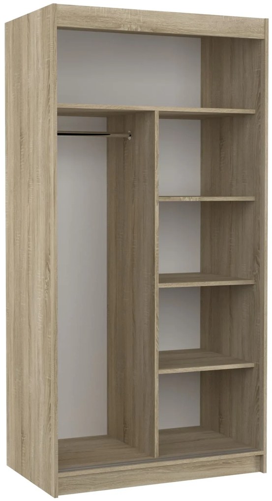 Šatní skříň s posuvnými dveřmi Tibago - 100 cm Barva: Bílá/Dub