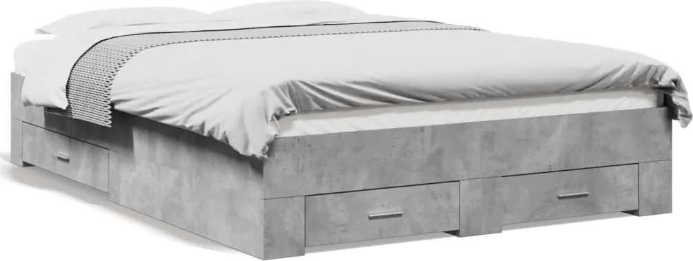 Rám postele se zásuvkami betonově šedý 140 x 190 cm kompozit 3280401