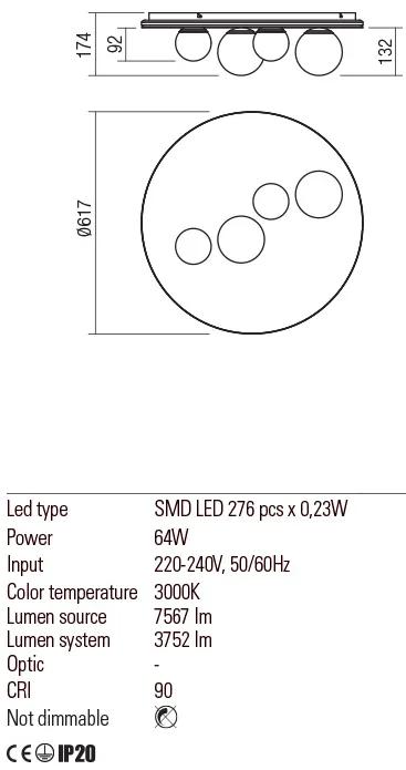 Redo Stropní LED svítidlo Corum 4 Barva: Zlatá