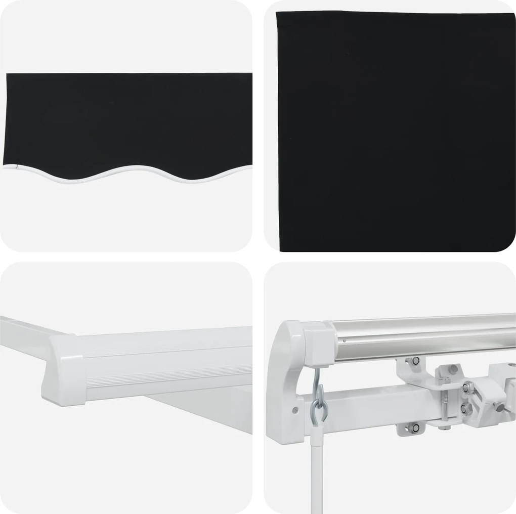 Stahovací markýza Černá 300 x 250 x 165 cm Polyester a hliník 3330033