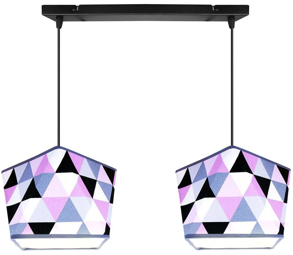 Závěsné svítidlo GARO, 2x textilní stínítko se vzorem (mix 3 barev), (výběr ze 3 barev konstrukce)