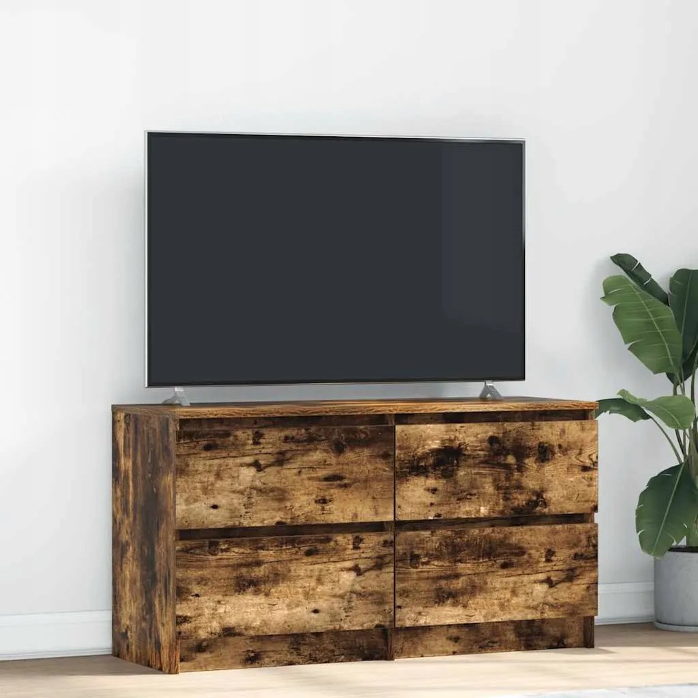 Tv Skříňka Betonově Šedá 100X35X54 Cm Kompozitní Dřevo Kouřový dub 100 cm