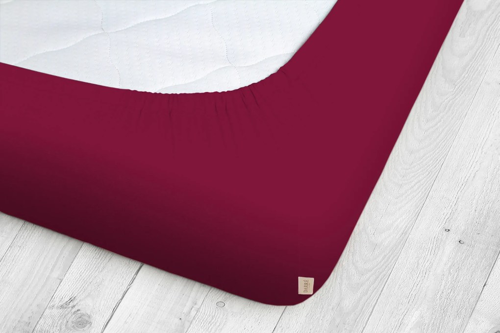 Jersey prostěradlo tmavě červené na výšku matrace do 20 cm Velikost: 180 x 200