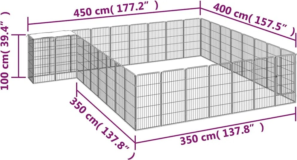 34panelová ohrádka pro psy černá 50 x 100 cm práškovaná ocel 3115954